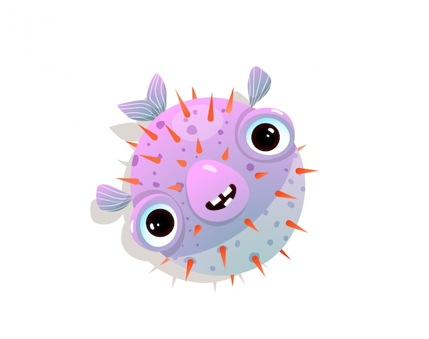 Whimsical Pufferfish with Vibrant Spines and Playful Expression | Jiffy ...