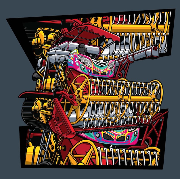 Vibrant Mechanical Fusion: Gears, Pipes, and Colorful Chaos | Jiffy Designs