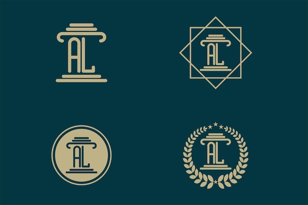 Elegant Monogram Insignias with Ornate Columns and Wreaths | Jiffy Designs