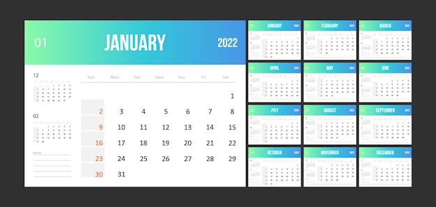 Vibrant 2022 Calendar with Colorful Monthly Layouts | Jiffy Designs