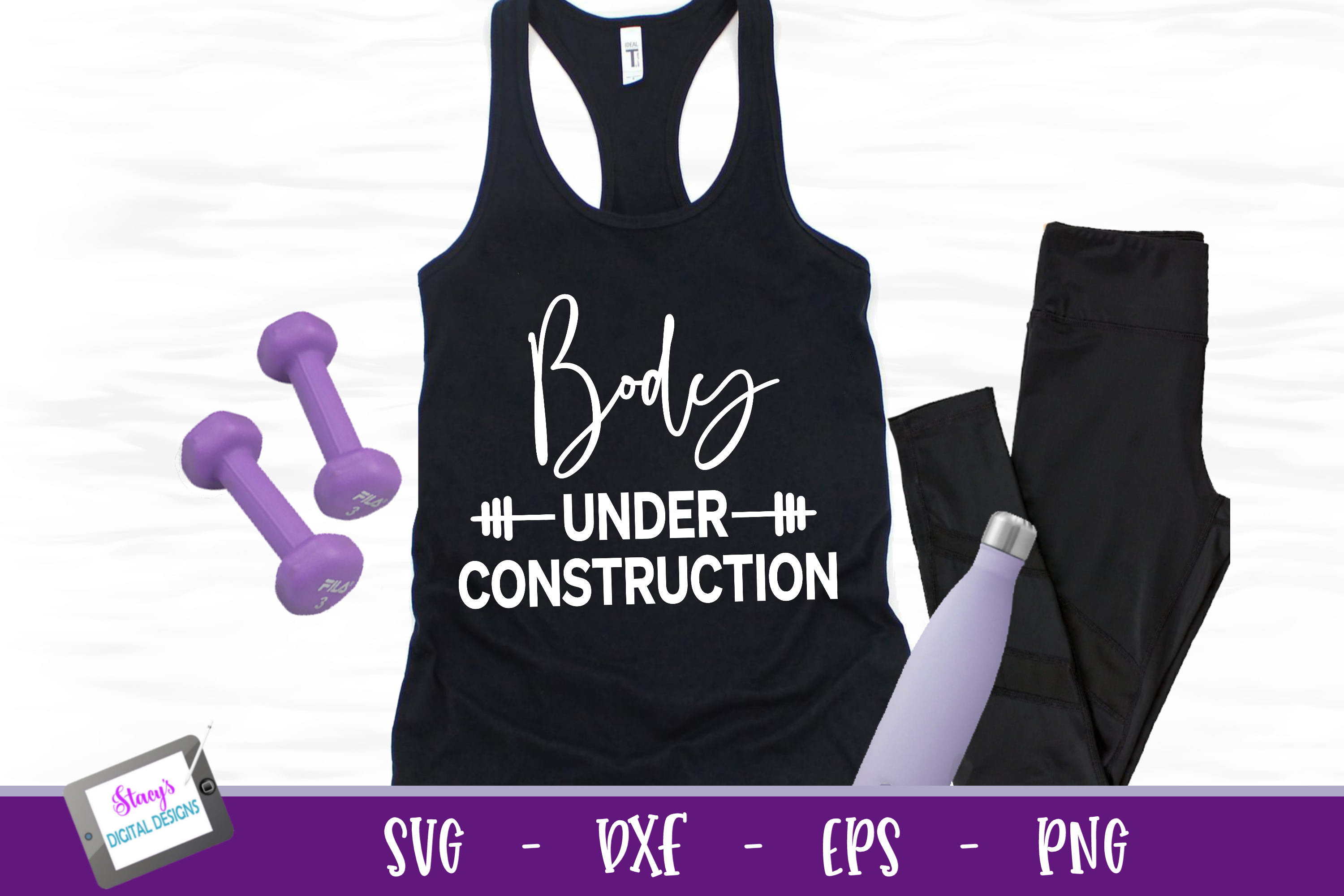 'Body Under Construction' Workout Design with Barbell Motif | Jiffy Designs