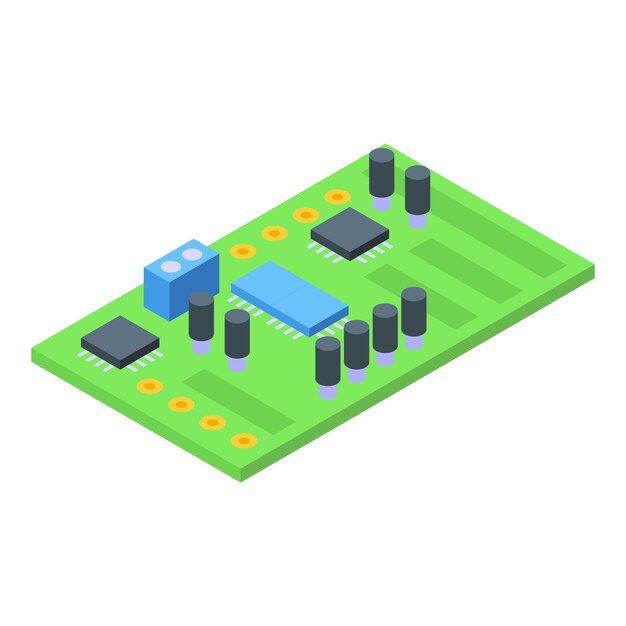 Vibrant Isometric Circuit Board with Geometric Shapes | Jiffy Designs