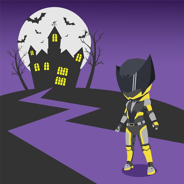 Spooky Halloween Night with Caped Superhero Figure | Jiffy Designs