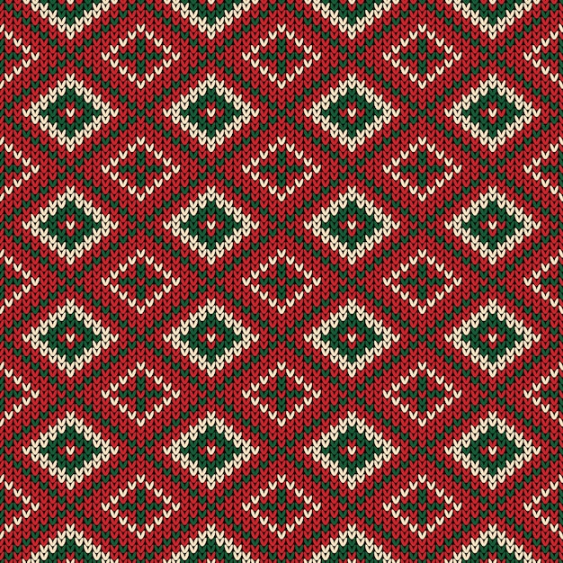 Vibrant Ethnic Diamond Pattern in Red and Green Colors | Jiffy Designs