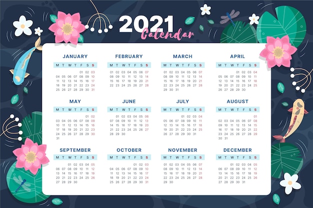 Vibrant Floral 2021 Calendar with Aquatic Elements | Jiffy Designs