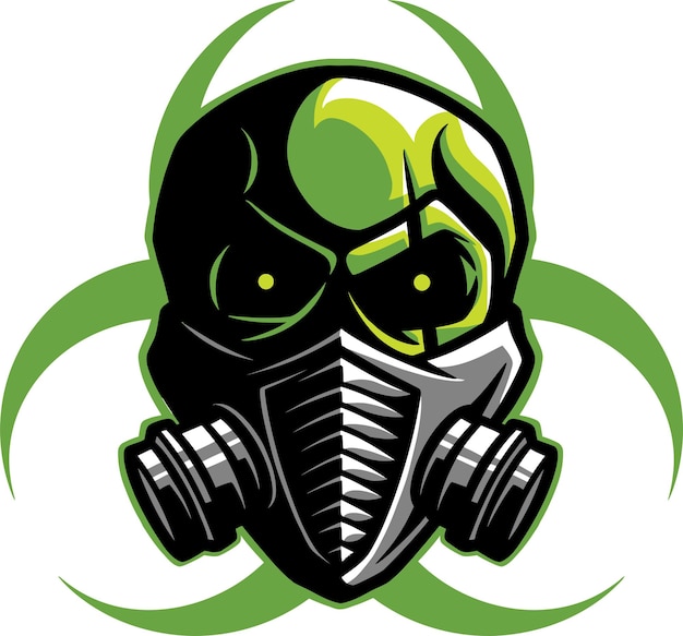 Ominous Gas Mask with Biohazard Symbol in Vibrant Green | Jiffy Designs