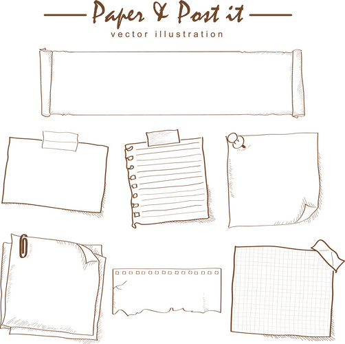 Paper And Post-It Collection Sketch Drawing Vector | Jiffy Designs