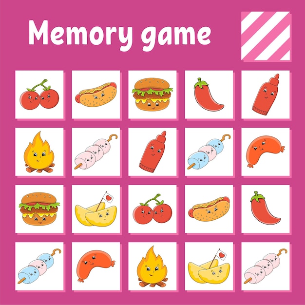 Vibrant Food Symbols Memory Game Collection | Jiffy Designs
