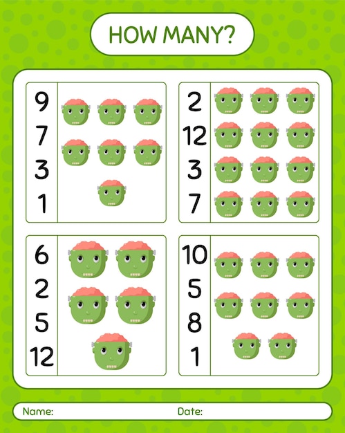Counting Cute Cartoon Faces in Vibrant Green Grid | Jiffy Designs