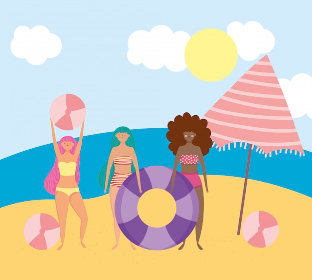 Vibrant Beach Scene with Playful Characters | Jiffy Designs
