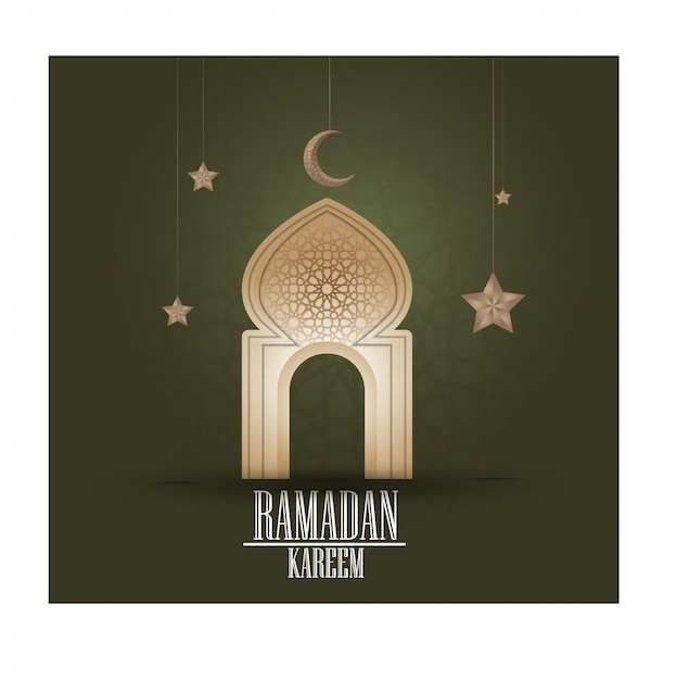 Elegant Ramadan Arch with Crescent Moon and Glowing Stars | Jiffy Designs