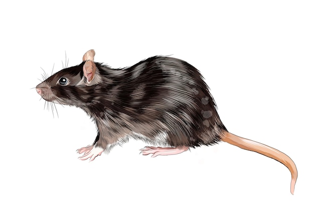 Detailed Illustration of a Sleek Black Rat with Whiskers | Jiffy Designs