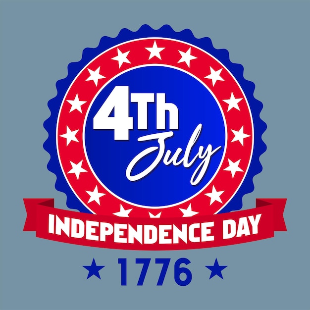 Patriotic 4th of July Emblem with Stars and Ribbon | Jiffy Designs
