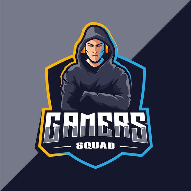 Powerful Gamer Squad Emblem with Hooded Figure | Jiffy Designs