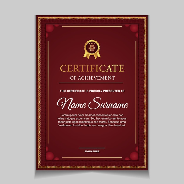 Elegant Burgundy Certificate of Achievement with Golden Seal | Jiffy ...