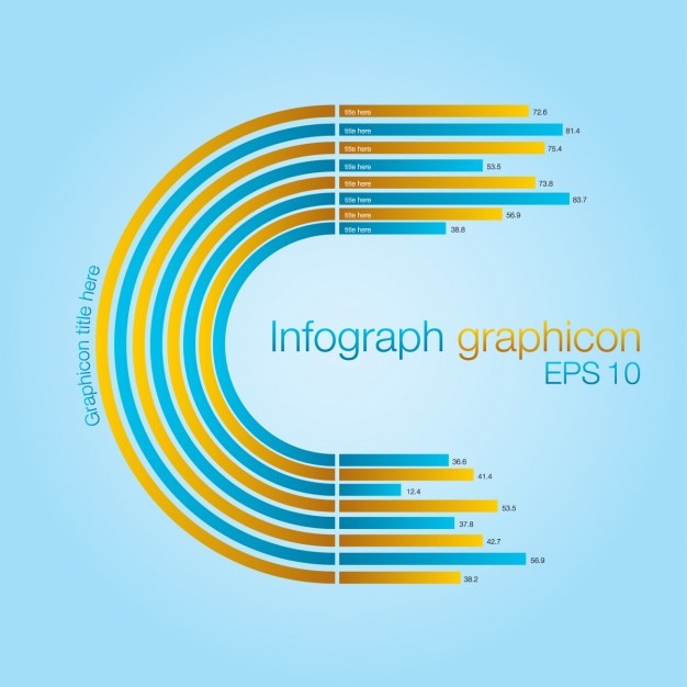 Infographic Graphicon Illustrating Curved Segmented Stripes in Blue and ...