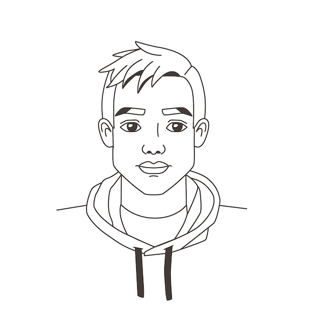 Thoughtful Young Man in Simple Line Art Portrait | Jiffy Designs
