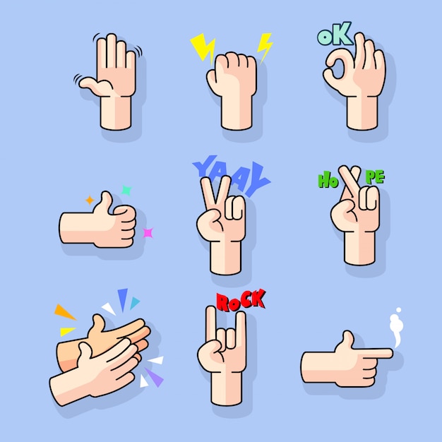 Vibrant Hand Gesture Icons: Diverse Signals and Expressions | Jiffy Designs