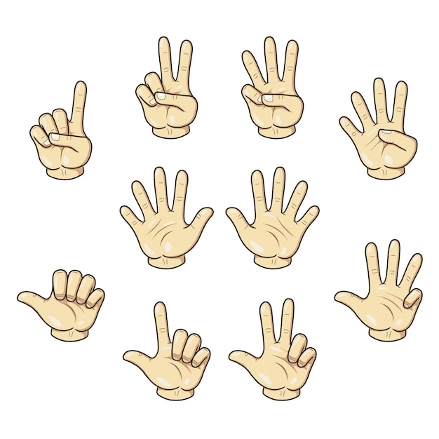 Expressive Cartoon Hand Gestures in Vibrant Illustration | Jiffy Designs