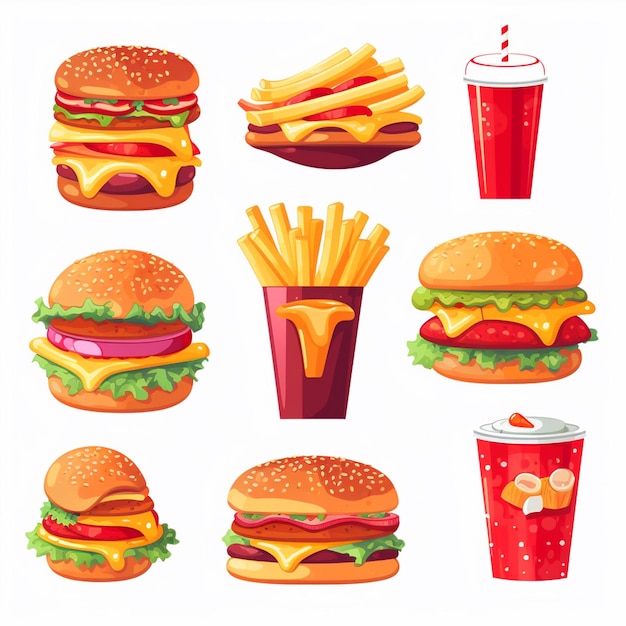 Vibrant Collection of Mouthwatering Fast Food Icons | Jiffy Designs