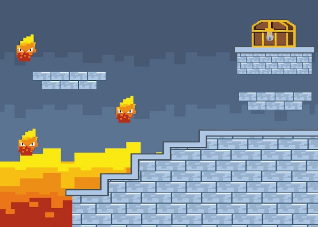 Retro Platform Adventure with Fiery Creatures | Jiffy Designs