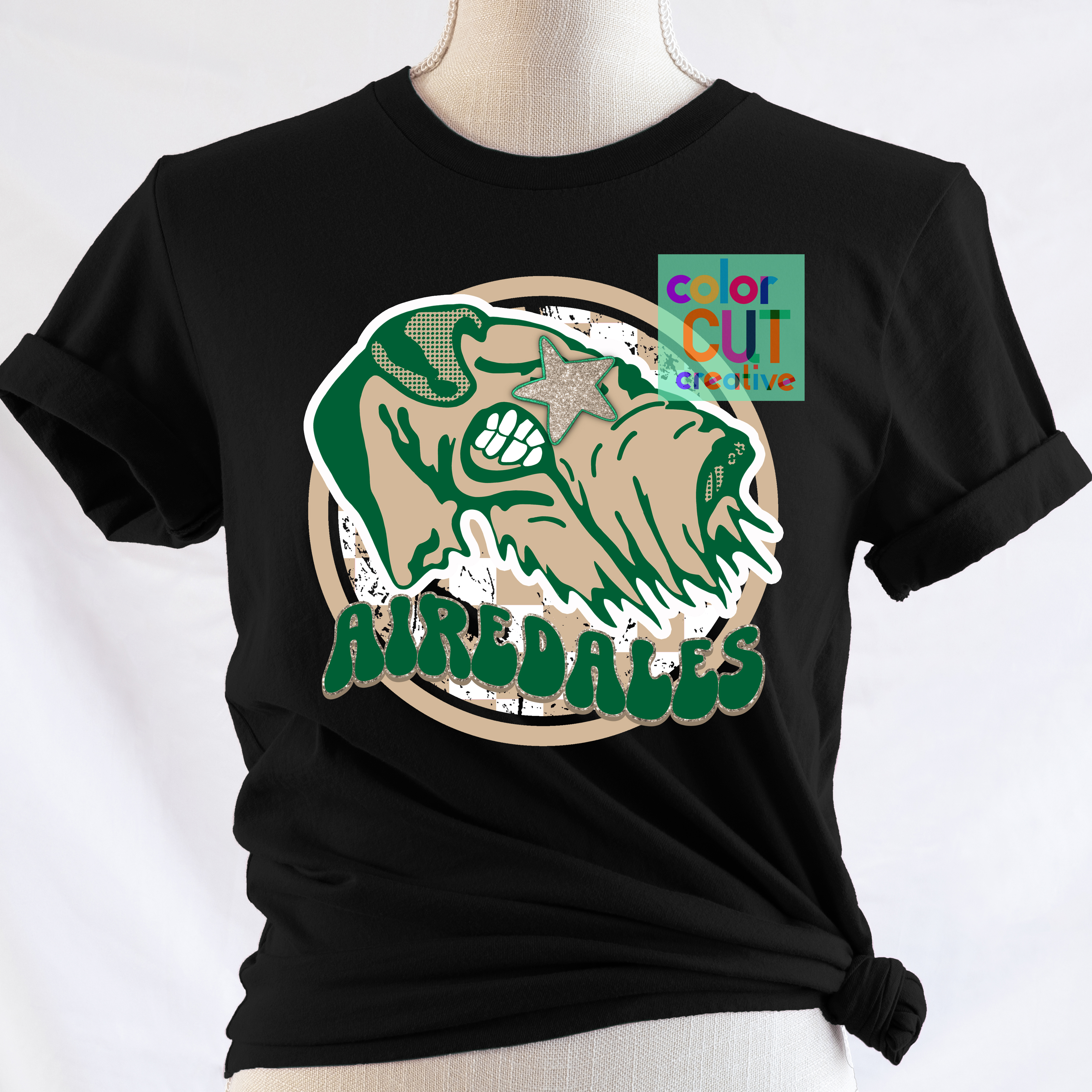 'Airedales' Fierce Canine Mascot with Striking Green and Tan Palette ...