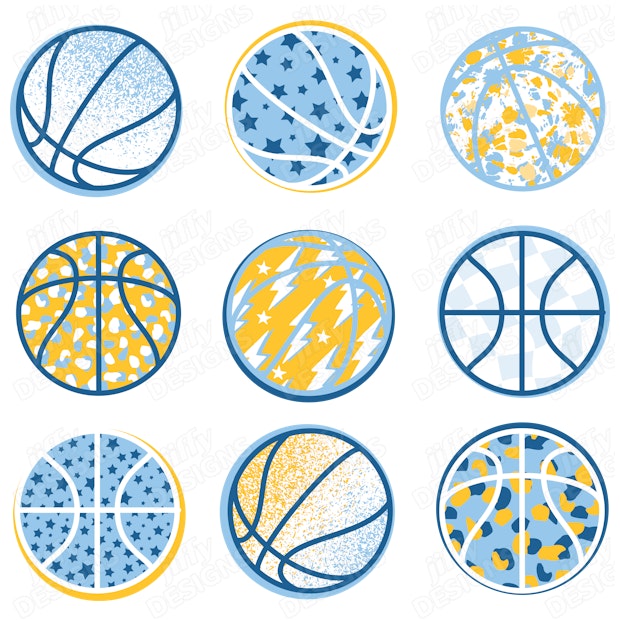 Stylized Basketball Collection with Varied Patterns and Textures in ...