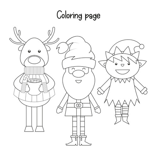 Color The Christmas Picture. Xmas Coloring Page For Kids Santa Claus ...