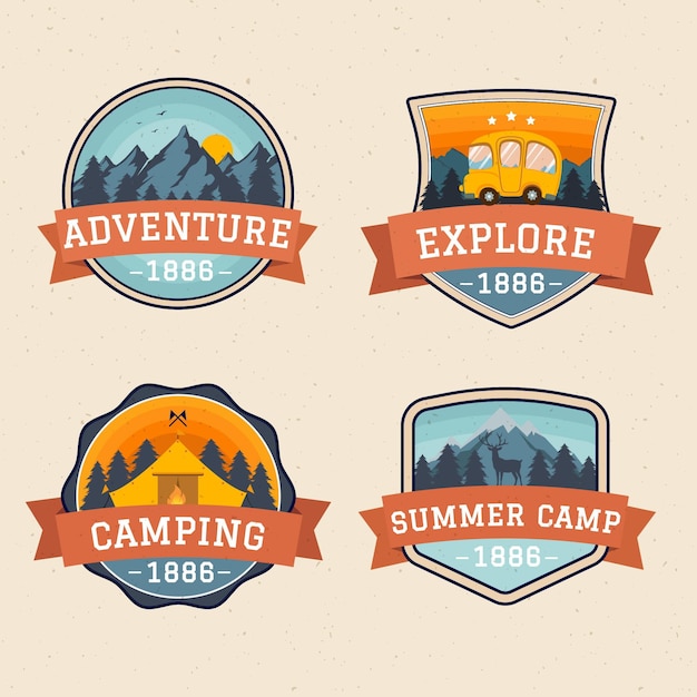 Vibrant Adventure and Exploration Badges with Camping Elements | Jiffy ...