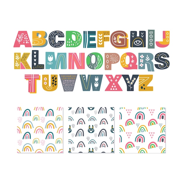 Whimsical Alphabet Collection with Vibrant Patterns and Textures ...