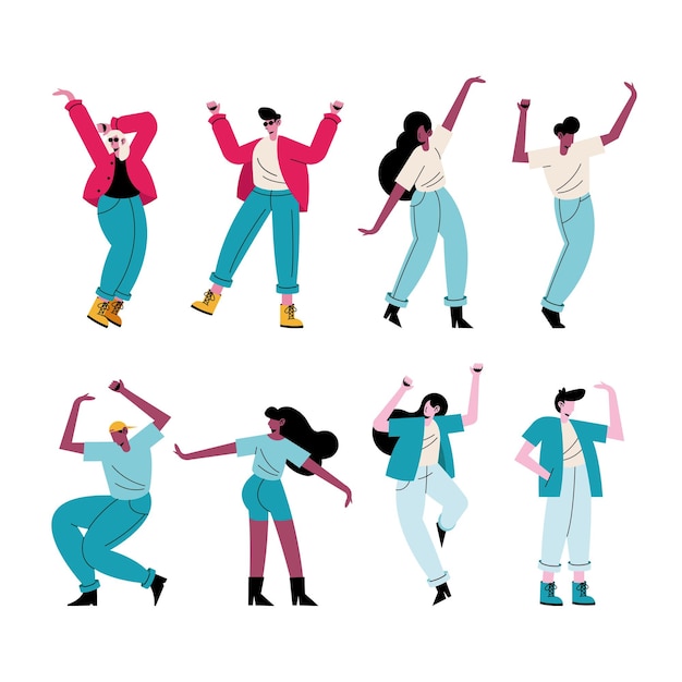 Vibrant Figures in Playful Dance Poses: A Collection of Diverse ...