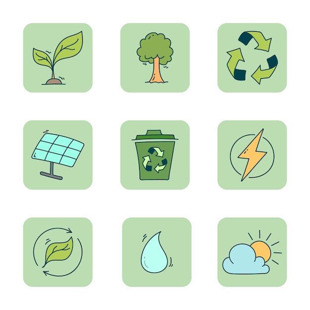 Vibrant Eco-Friendly Icons Showcasing Sustainable Solutions | Jiffy Designs