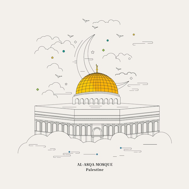 Intricate Architectural Illustration of Al-Aqsa Mosque at Dusk | Jiffy ...