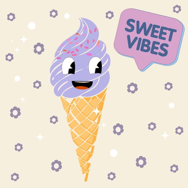 Cheerful Ice Cream Cone Spreading Sweet Vibes | Jiffy Designs