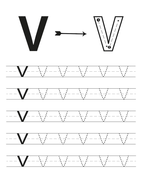 Geometric Letter V Tracing Shapes and Arrows Worksheet | Jiffy Designs
