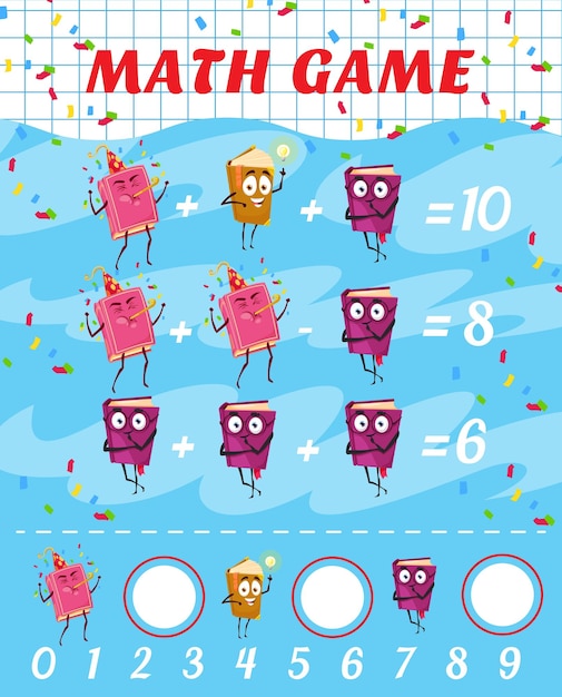Colorful Math Game with Playful Character Illustrations | Jiffy Designs