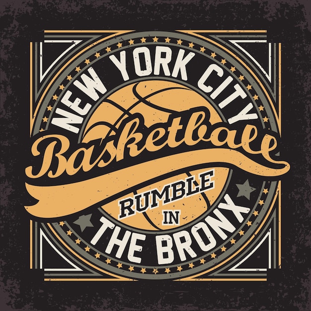 Vintage New York City Basketball Emblem in The Bronx | Jiffy Designs