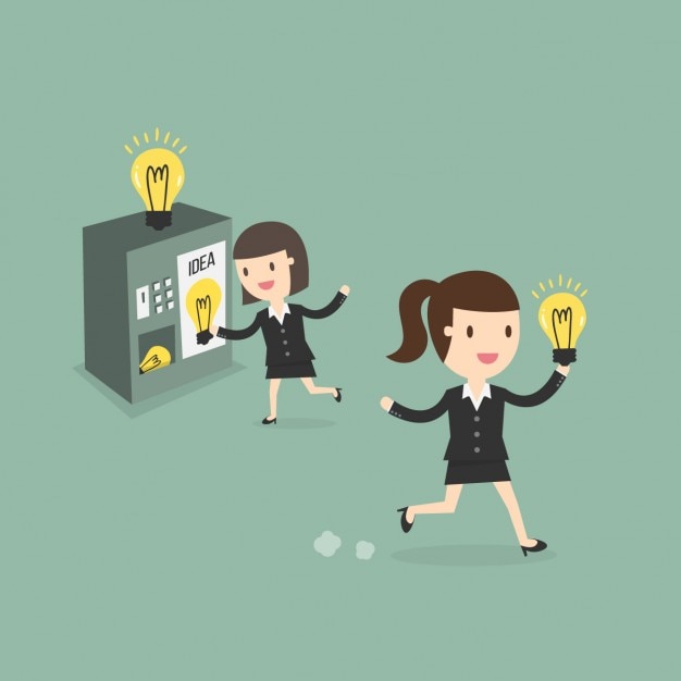 Businesswomen Generating Ideas with Light Bulb Concept Illustration ...
