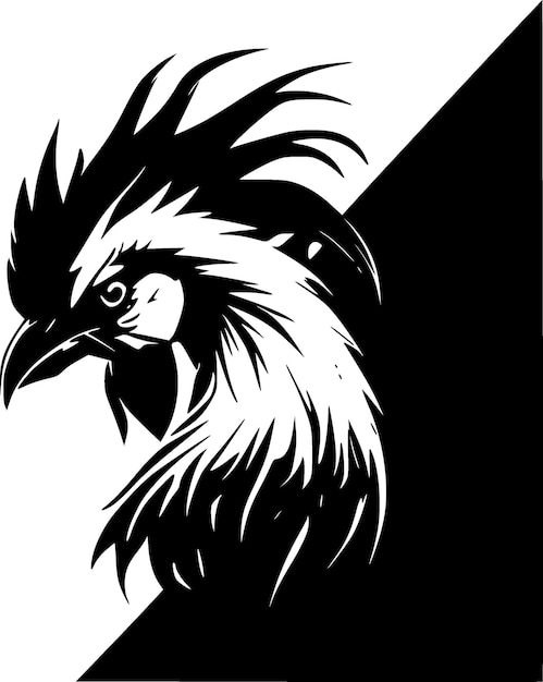 Powerful Rooster Profile in Striking Black and White | Jiffy Designs