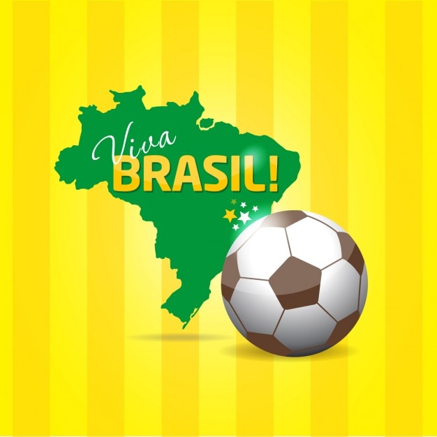 Brazil Soccer Map with Football and Stars Illustration | Jiffy Designs