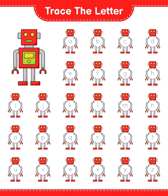 Trace The Letter: Diverse Robot Illustrations for Versatile Use | Jiffy ...
