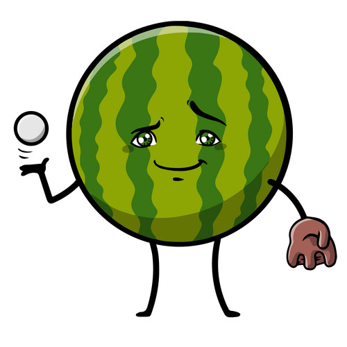 Baseball Watermelon Mascot Vector With Green, Red Illustration | Jiffy ...