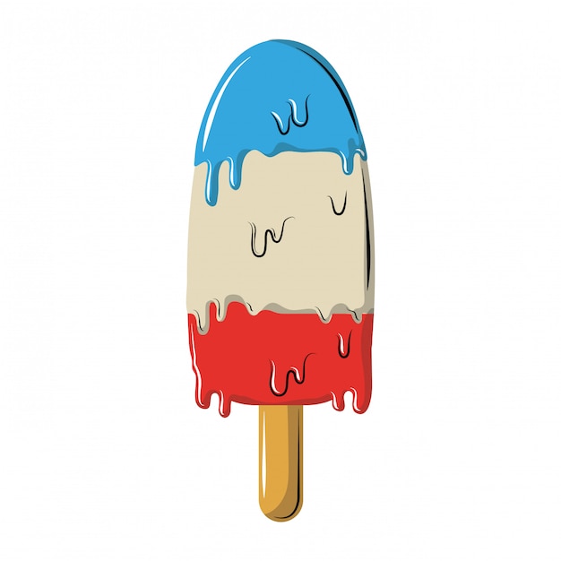 Melting Popsicle Illustration with Dripping Colors and Cute Face ...