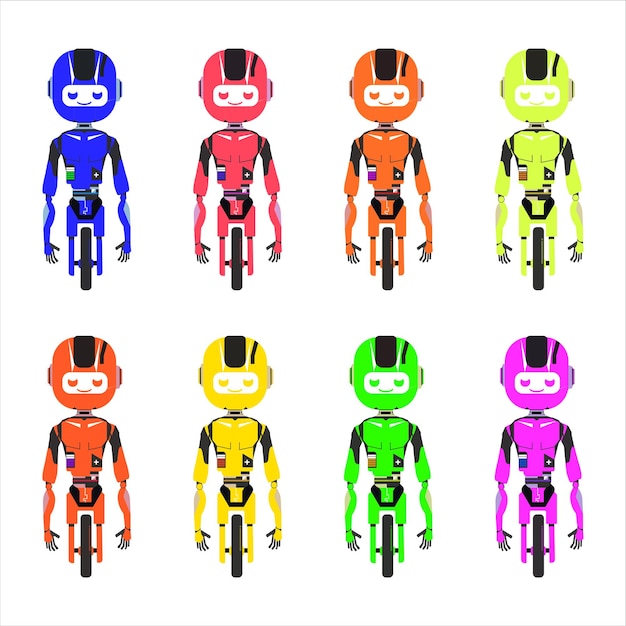 Vibrant Robotic Cyclists in Vivid Color Schemes | Jiffy Designs