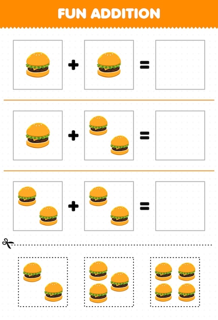Delightful Hamburger Addition Practice Sheet | Jiffy Designs