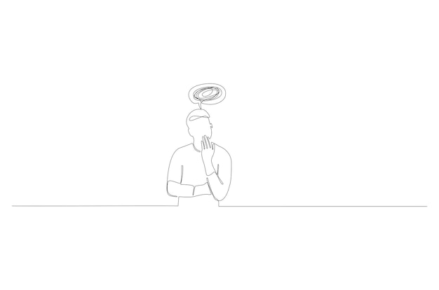 Thoughtful figure in minimalist line art style | Jiffy Designs