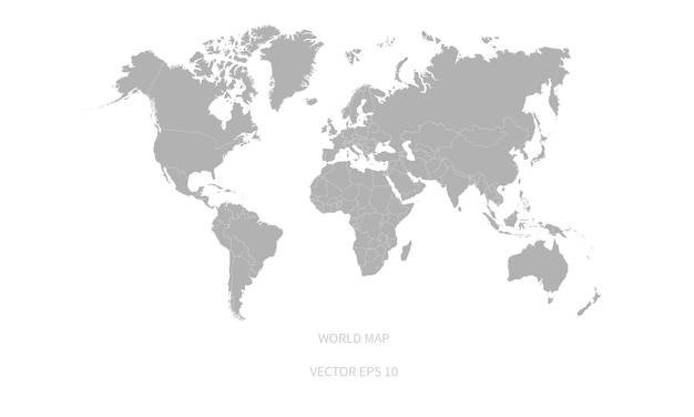 Detailed Grayscale World Map with Distinct Continents and Oceans ...