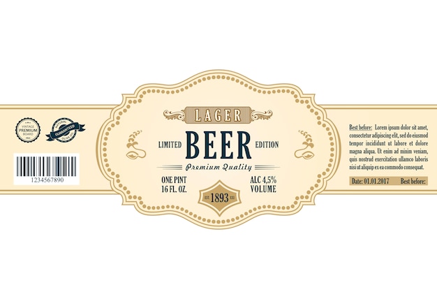 Vintage Lager Beer Label with Intricate Design | Jiffy Designs
