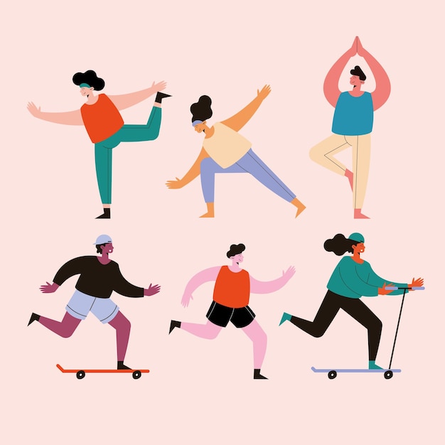 Diverse Collection of Vibrant Illustrated Characters in Dynamic Poses ...