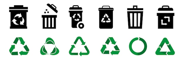 Recycling Symbols and Waste Disposal Icons in Minimalist Design | Jiffy ...